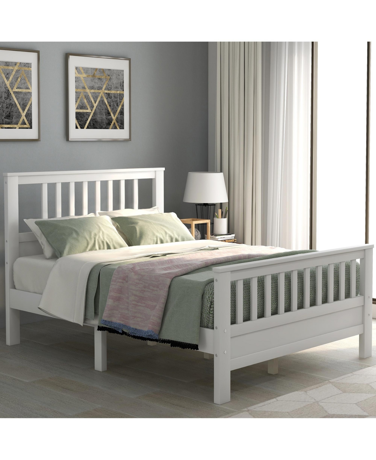 Click here for flynama Full Size Wood Platform Bed Headboard Foot... prices