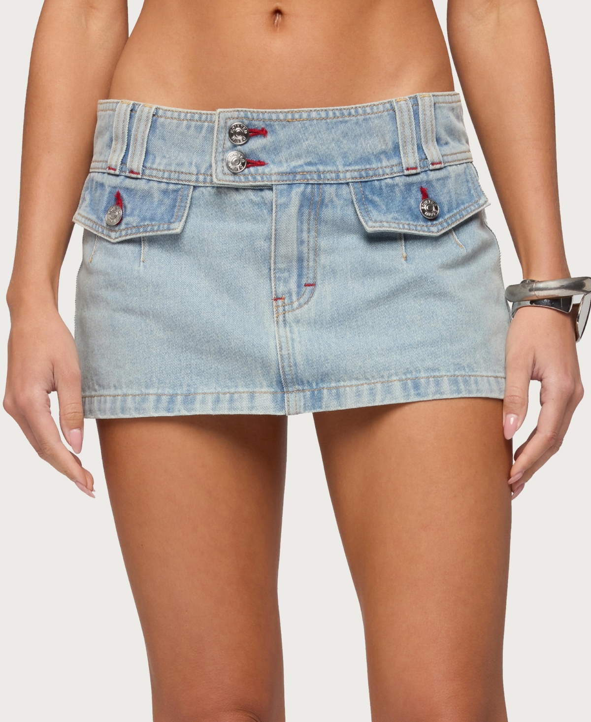 Click here for Edikted Womens Rae Denim Mini Skort - Light-blue prices