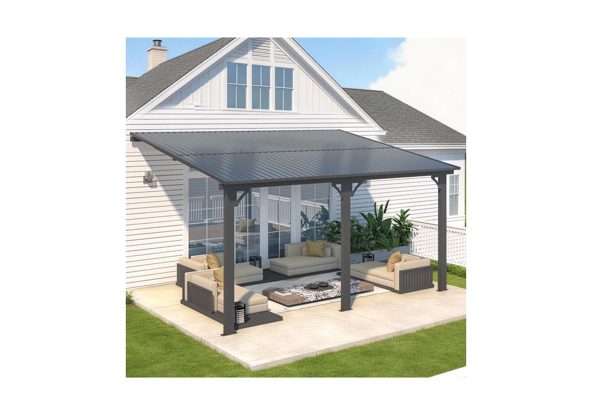 Click here for Aecojoy 14x10 Outdoor Hardtop Gazebo Adjustable He... prices