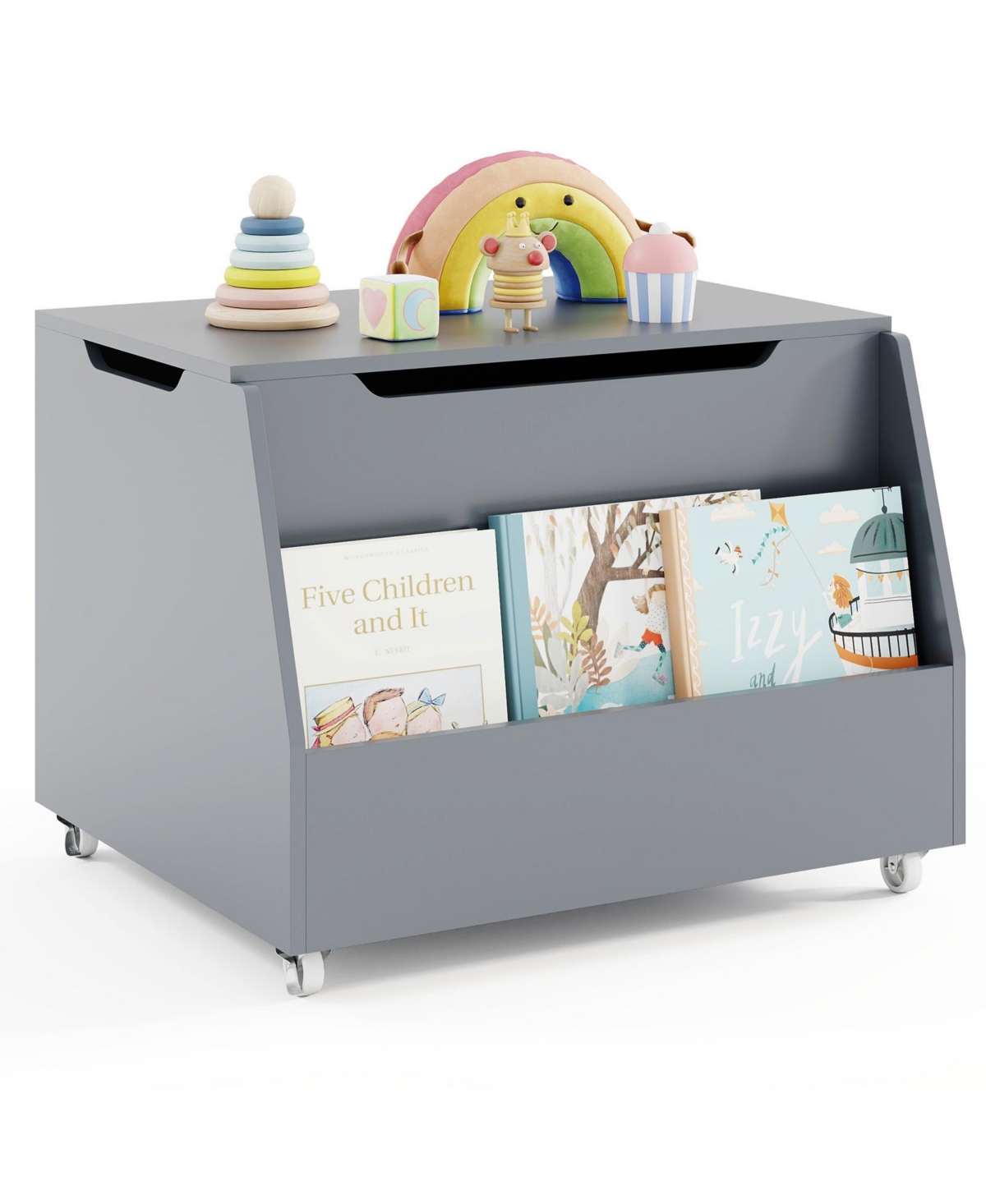 Click here for Slickblue Wooden Toy Organizer Cart with Bookshelf... prices