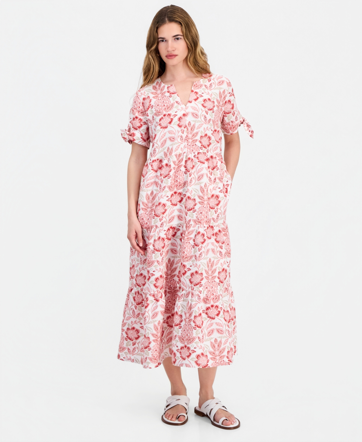 Click here for Charter Club Petite Linen Pineapple Bliss Tie-Slee... prices