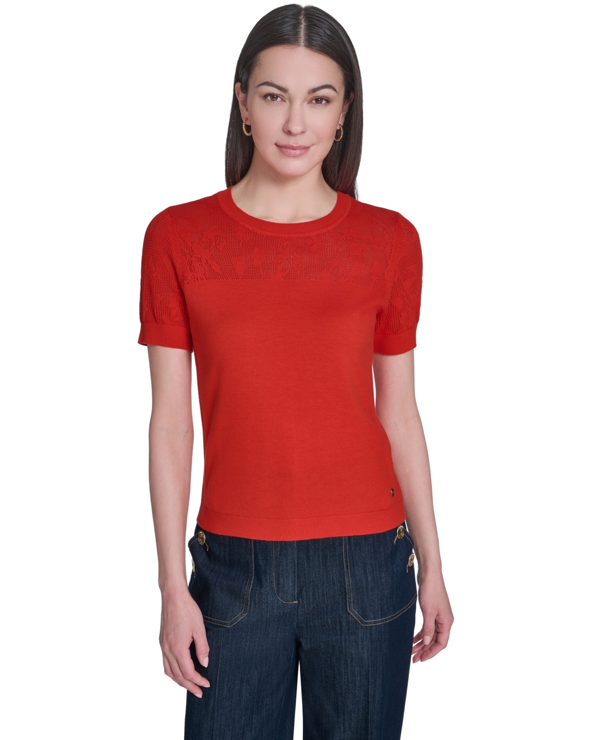 Click here for Tommy Hilfiger Womens Crew Neck Floral Sweater - G... prices