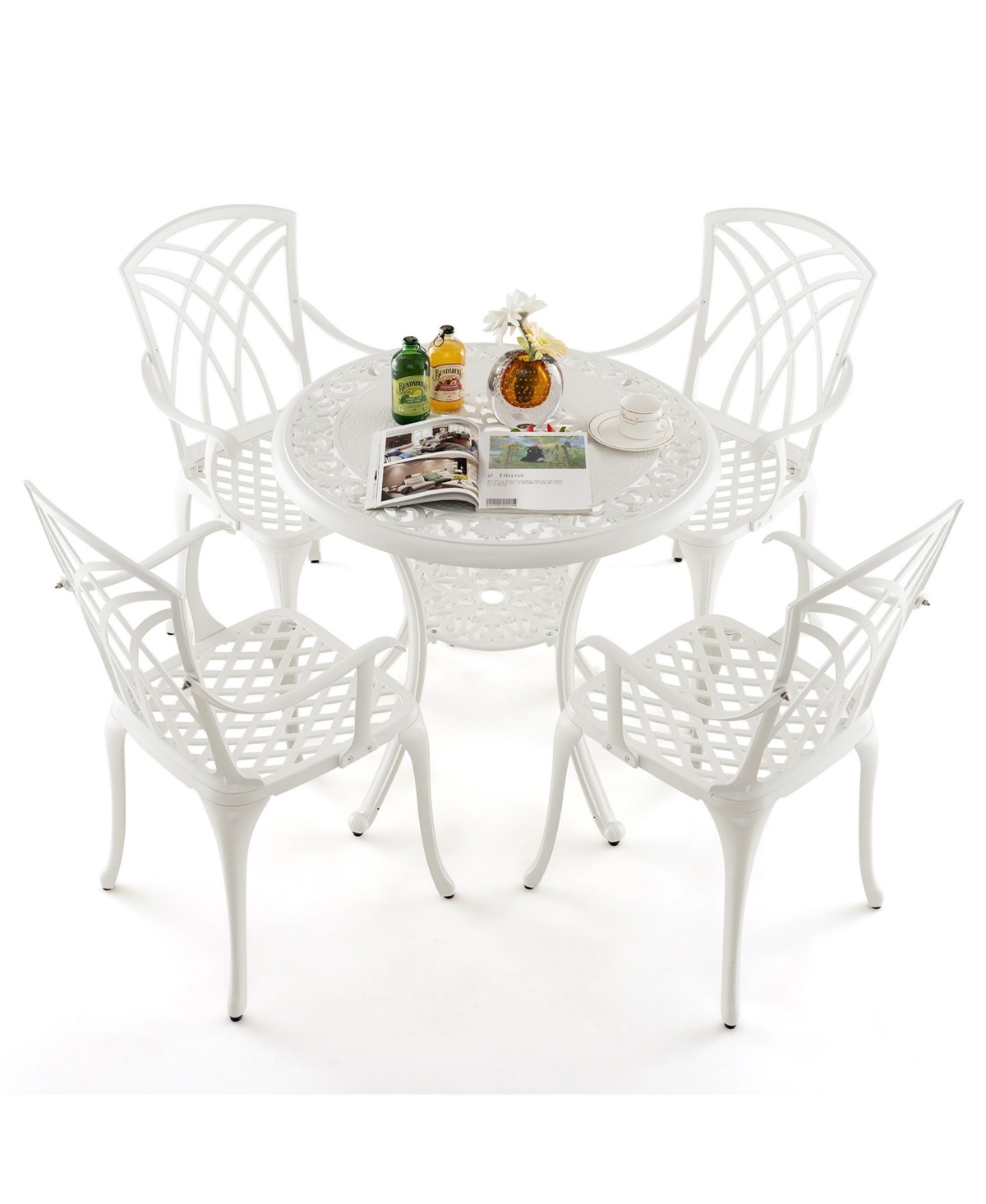 Click here for Gymax 5 Pieces All-Weather Outdoor Cast Aluminum D... prices