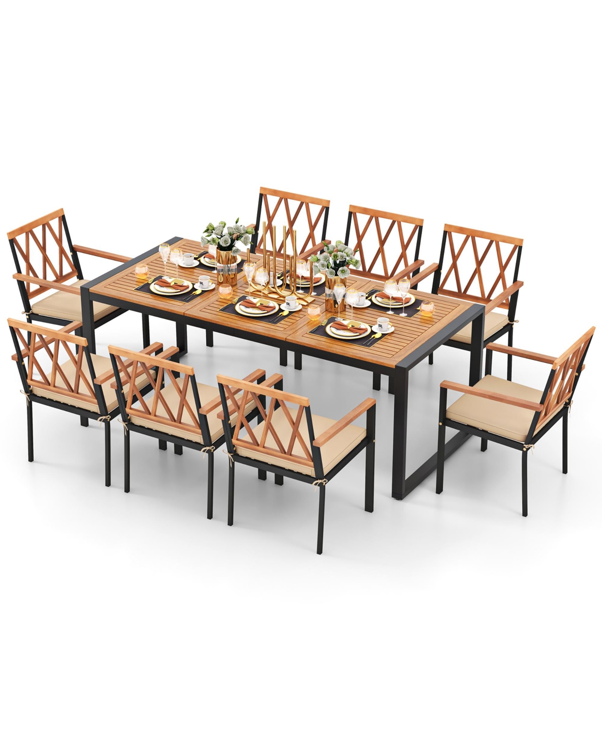 Click here for Gymax 9 Pieces Patio Dining Set w/ Soft Cushions a... prices