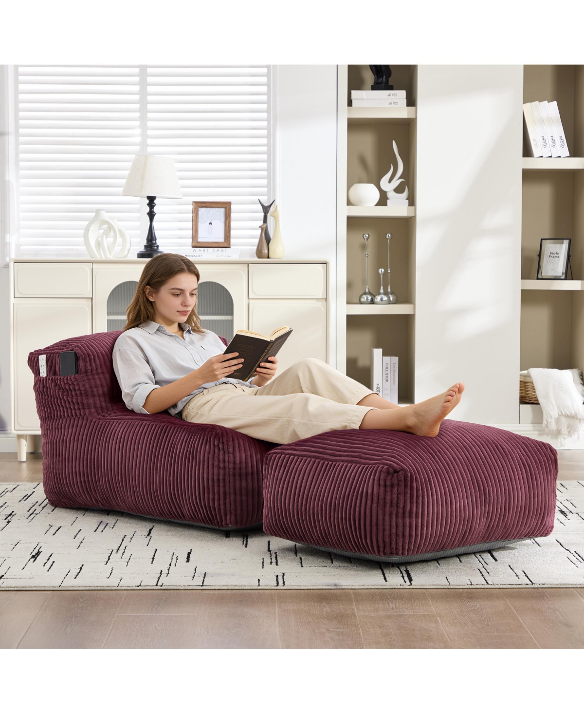 Click here for Rainsken Big Corduroy Bean Bag Chair with Footstoo... prices