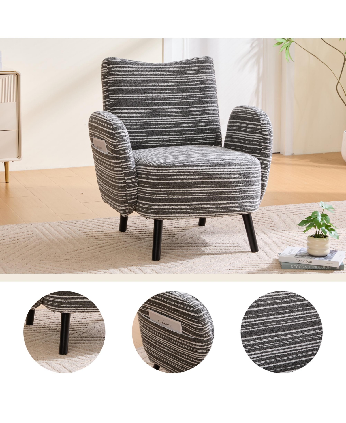 Click here for Rainsken Modern Accent Chair - Sanded Fabric  Side... prices