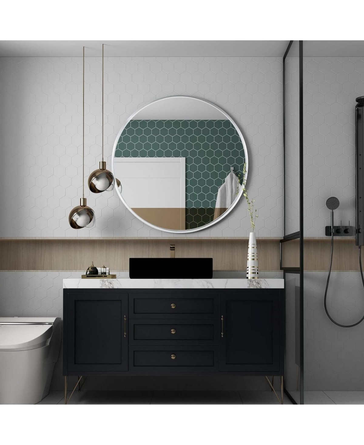Click here for Busdays 32 Inch Silver Metal Framed Round Bathroom... prices