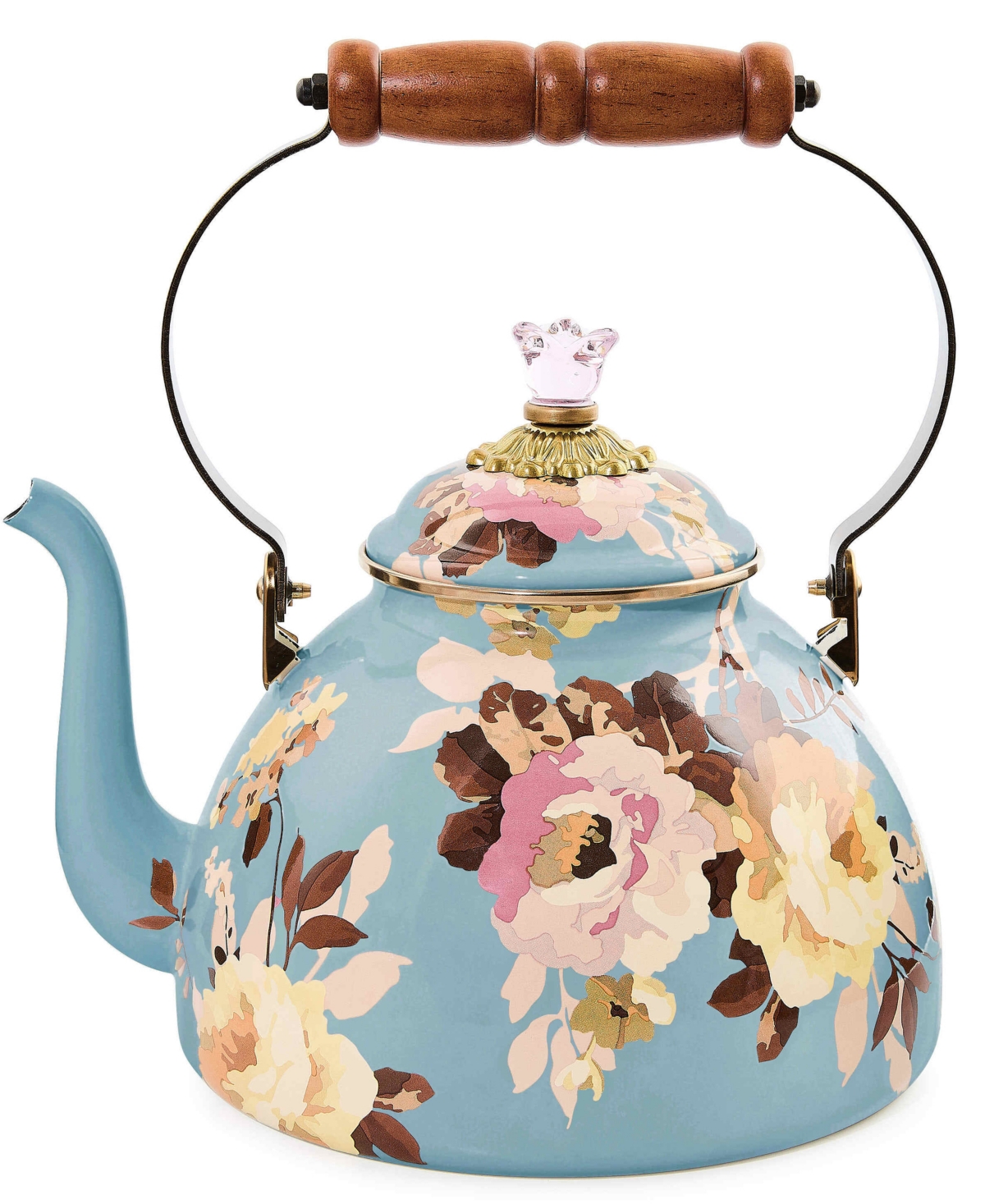 Click here for MacKenzie-Childs Wild Rose Slate 3-Quart Tea Kettl... prices