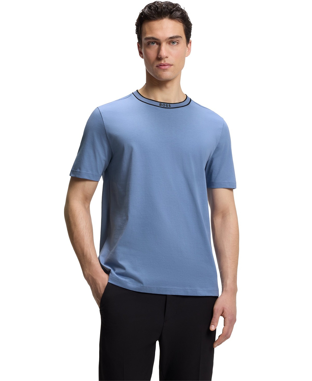 Click here for Boss by Hugo Boss Mens Contrast Stripe Cotton T-Sh... prices