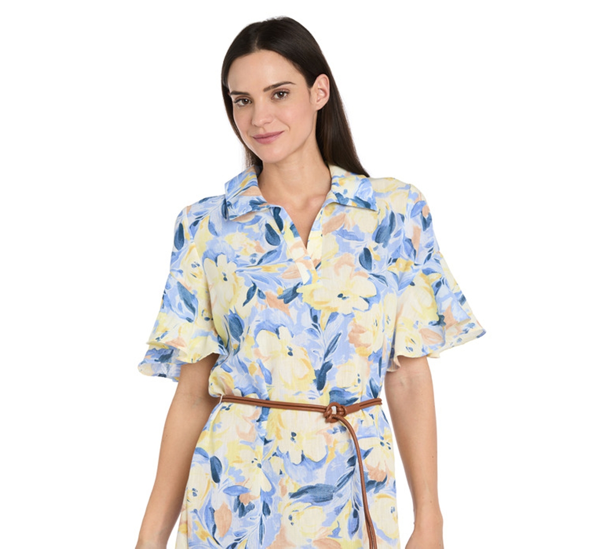 Click here for R & M Richards Petite Belted Collared Midi Dress -... prices