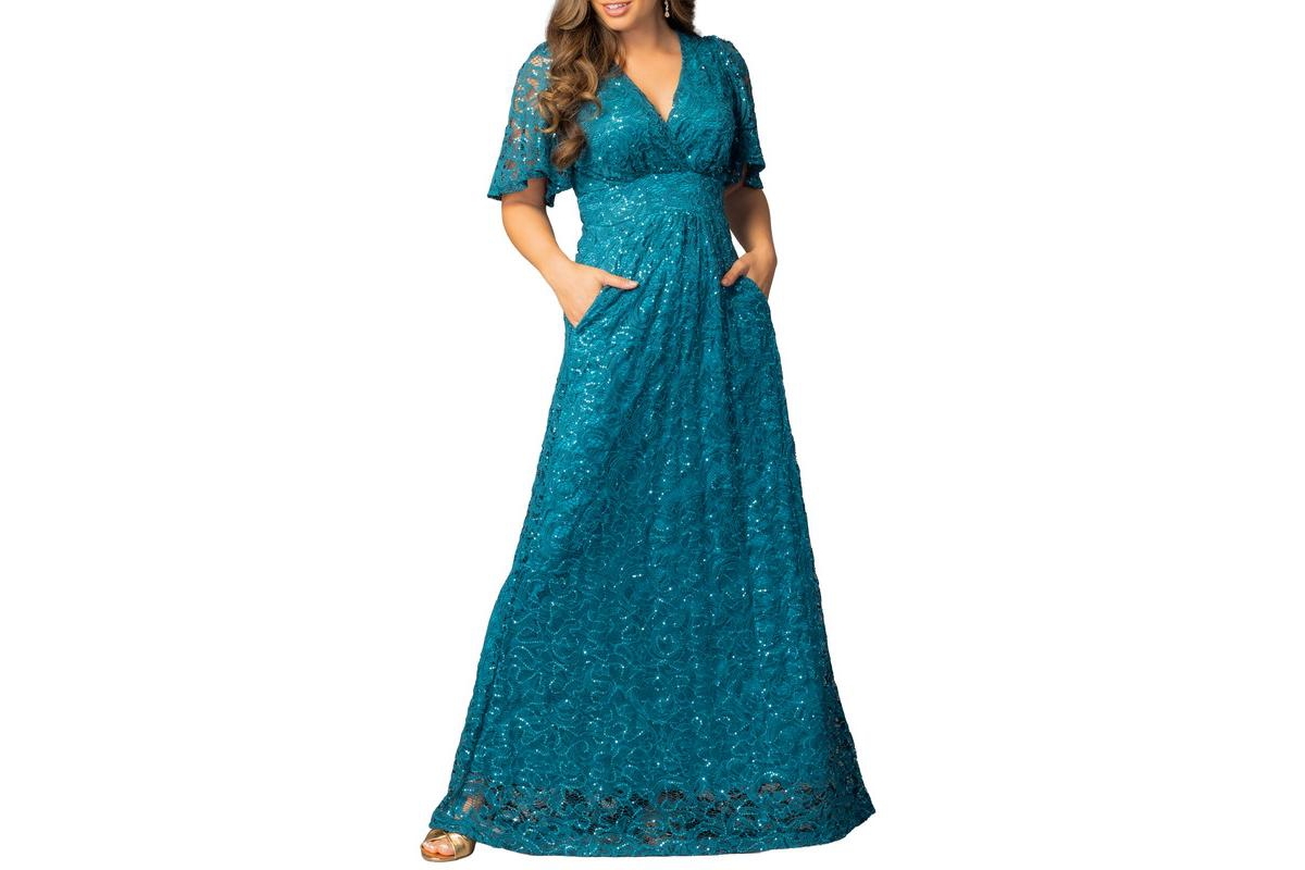 Click here for Kiyonna Womens Luminous Sequin Lace Evening Gown w... prices