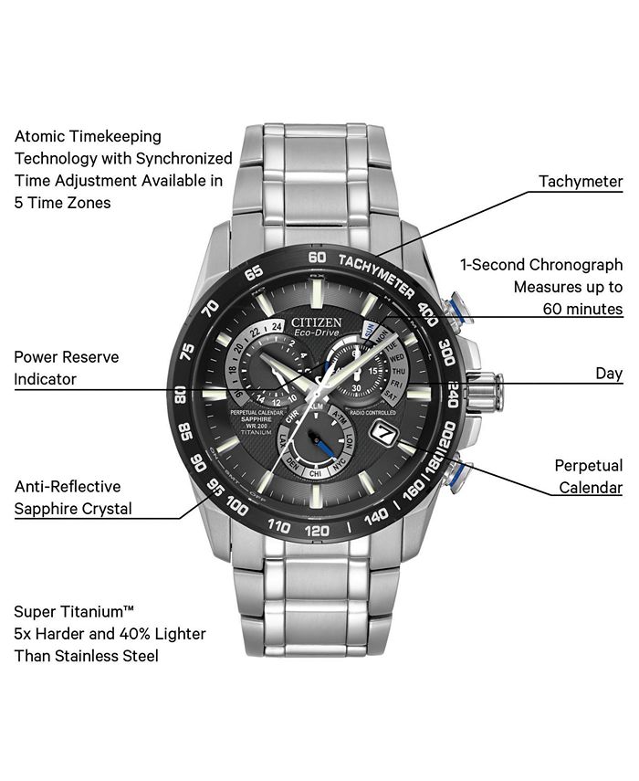 Citizen Men's Chronograph Eco-Drive Titanium Bracelet Watch 43mm AT4010 ...