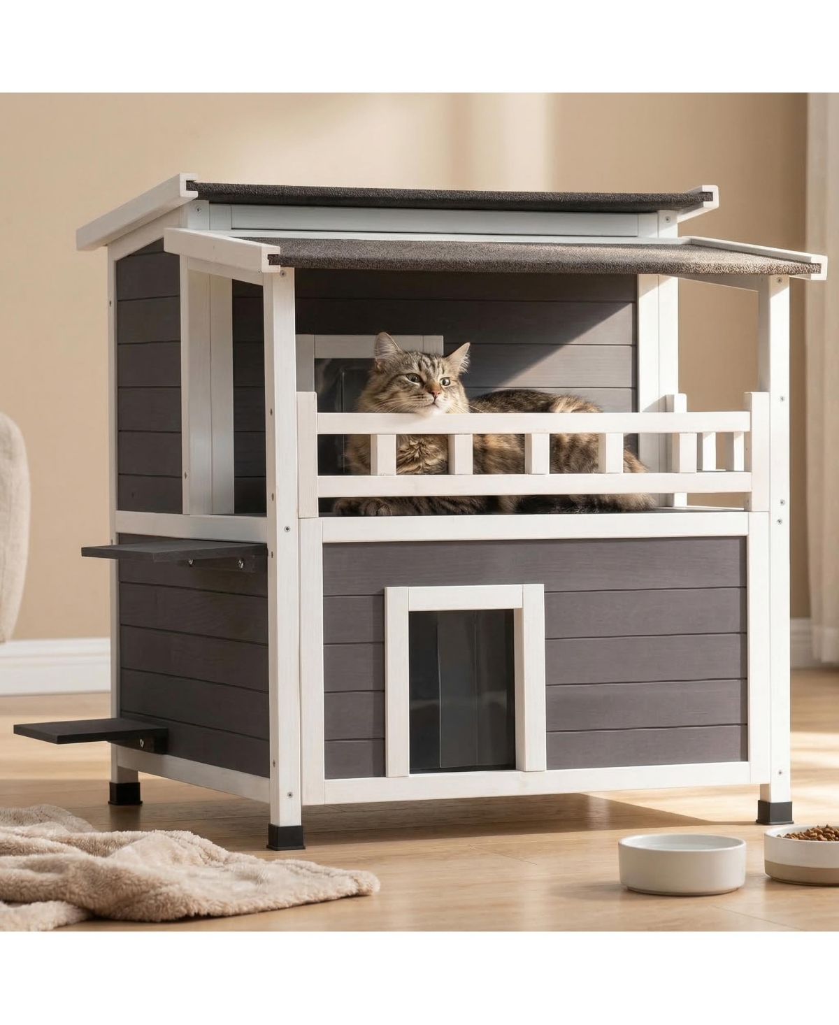 Click here for Zeus & Ruta 2 Story Wooden Cat House With Balcony... prices