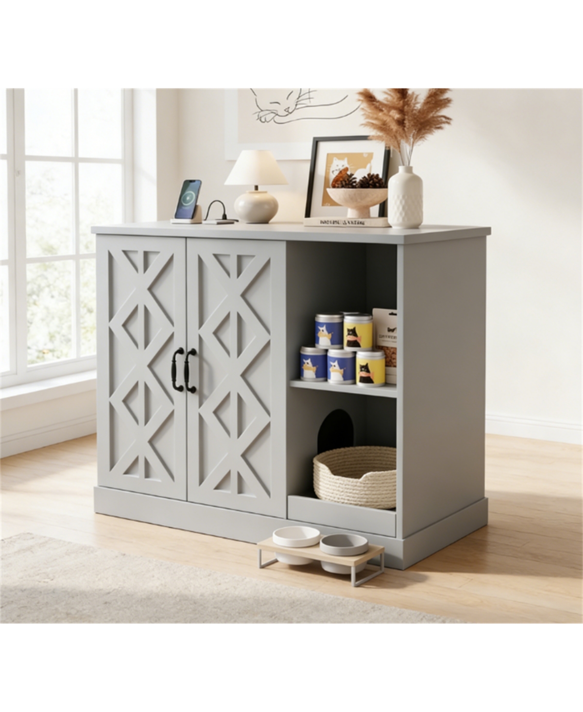 Click here for Zeus & Ruta Cat Litter Box Cabinet with Power Outl... prices