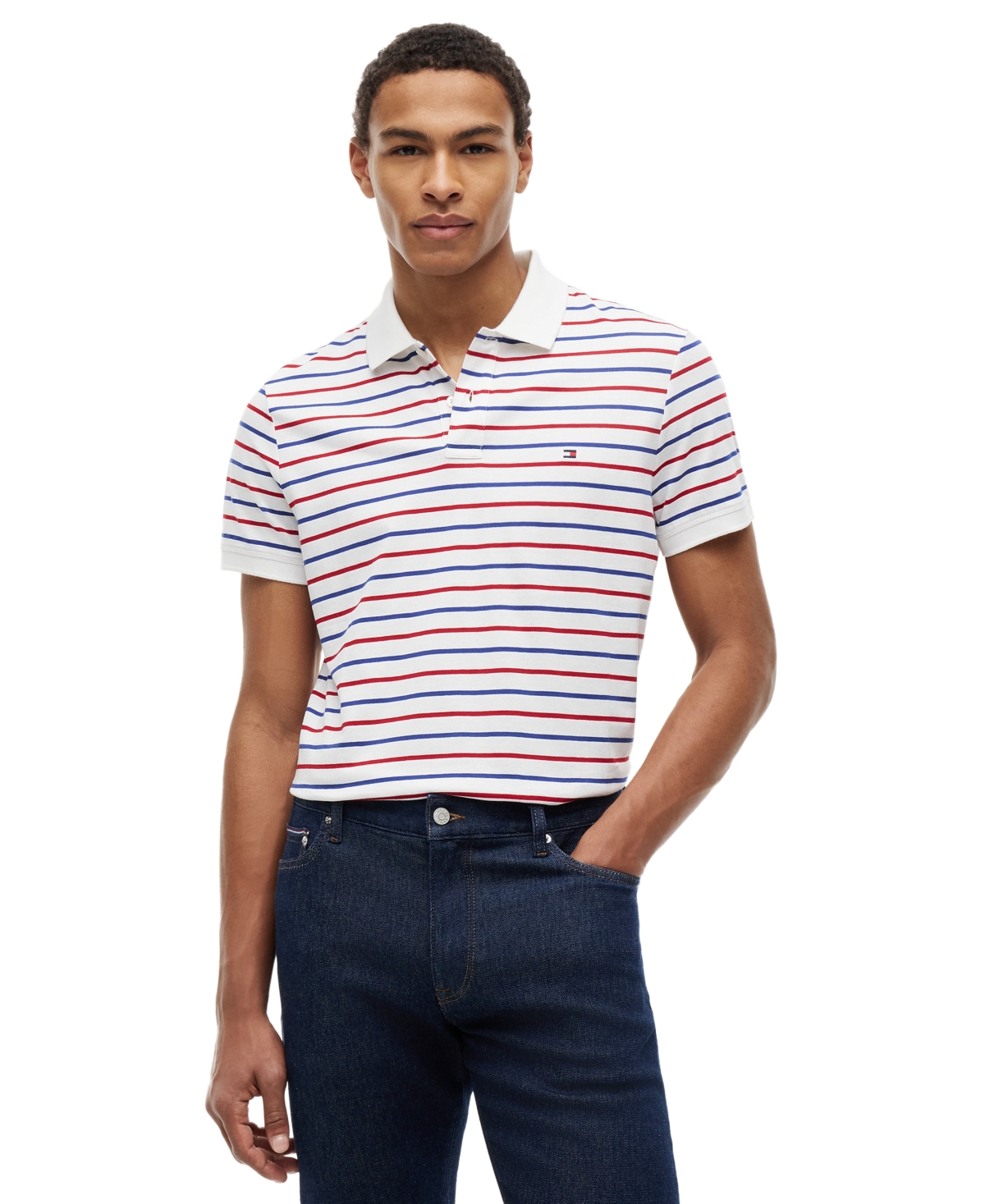 Click here for Tommy Hilfiger Mens Interlock Stripe Regular-Fit P... prices