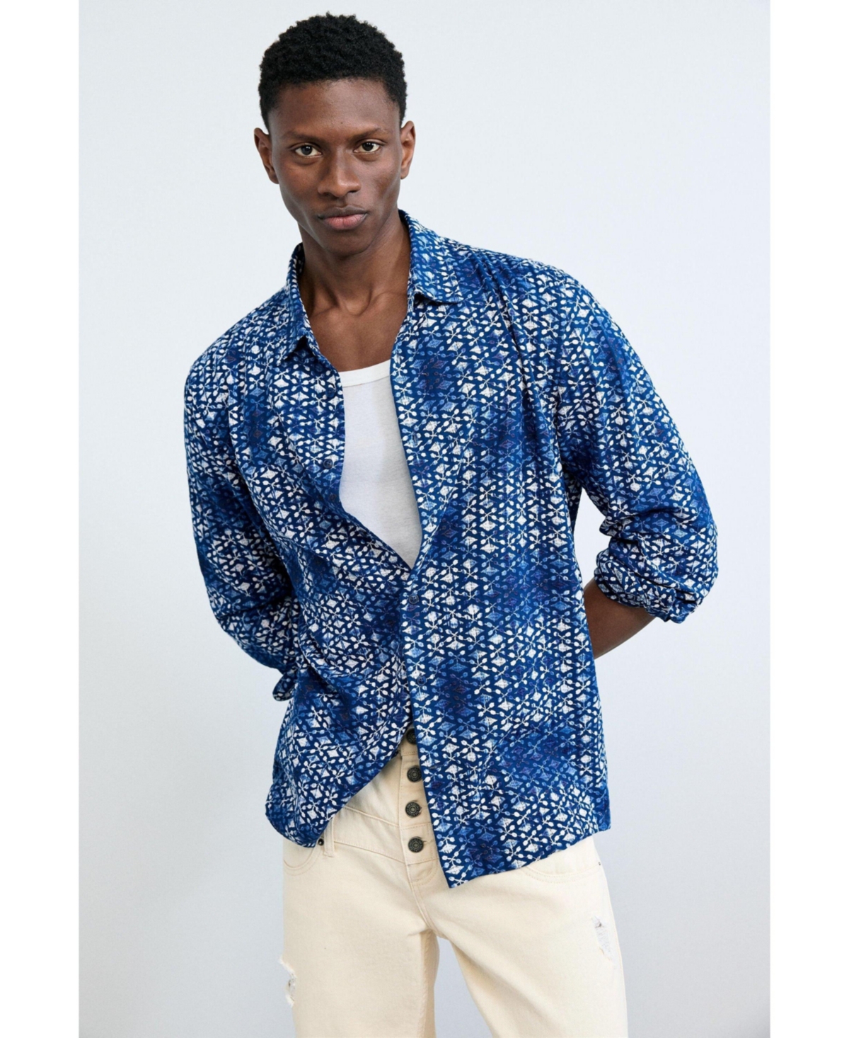 Click here for Desigual Mens Geometric print shirt - Blue prices