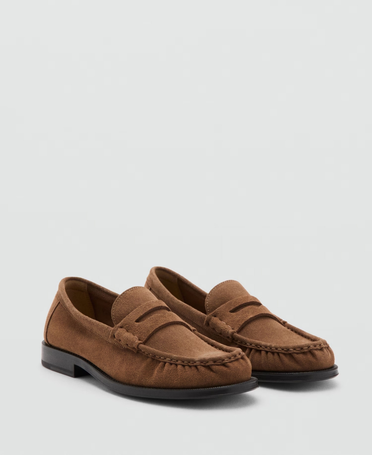 Click here for Mango Mens Ruched Suede Leather Loafers - Cognac prices