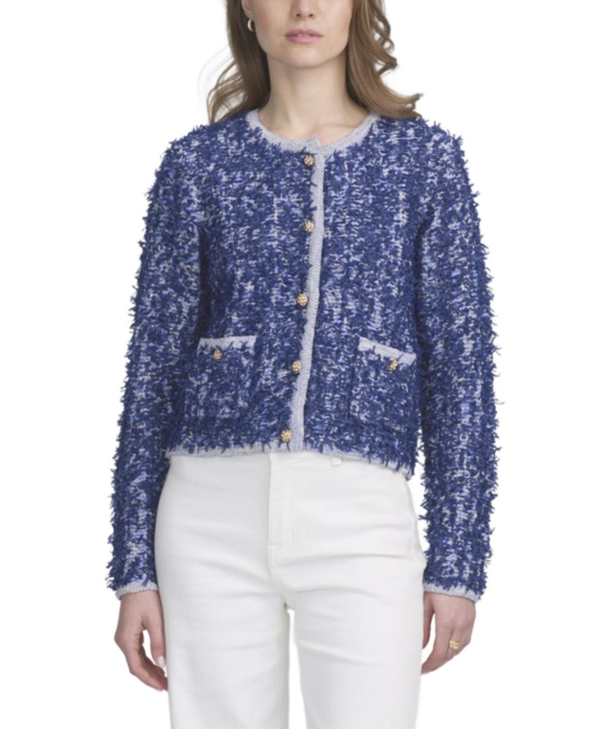 Click here for Elle Collection Womens Boucle Cardigan - Blue mult... prices