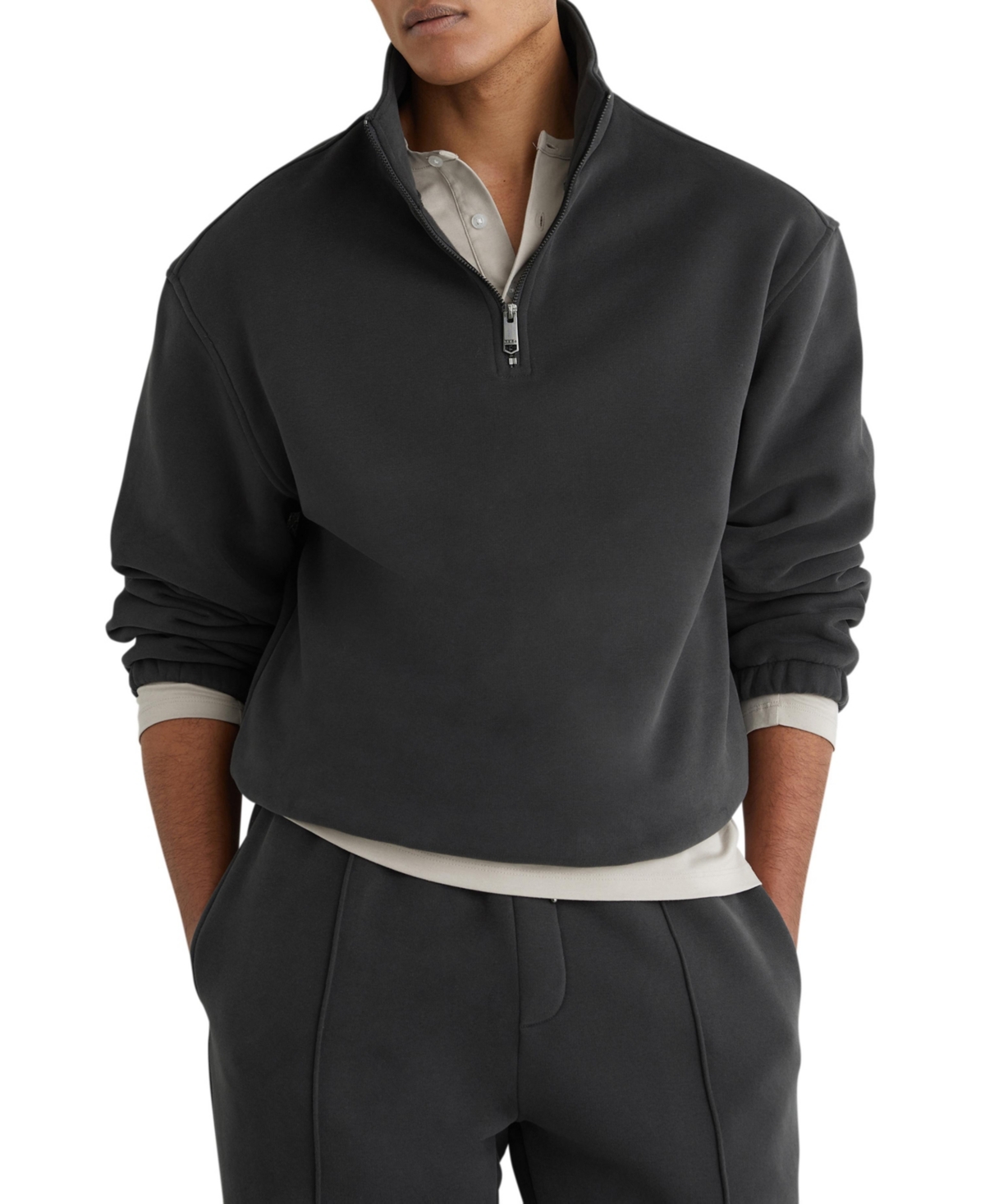 Click here for Reiss Mens Cotton-Blend Half-Zip Sweatshirt - Wash... prices