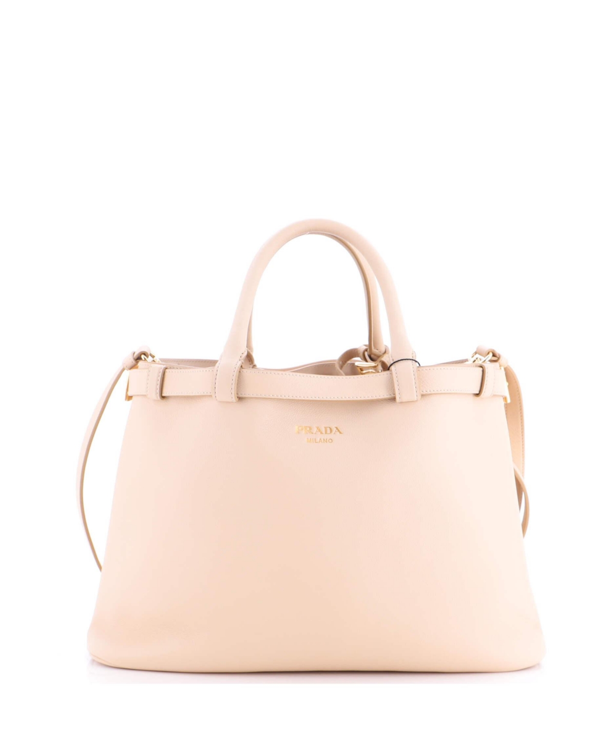 Click here for Pre-Owned Prada Medium Double Buckle Belt Tote Bag... prices