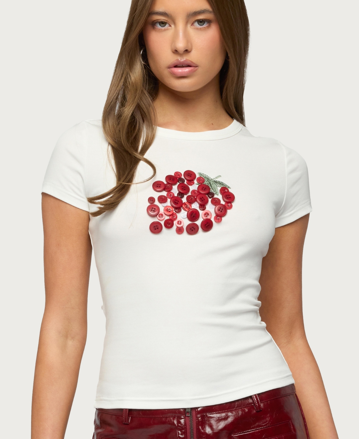 Click here for Edikted Womens My Sweet Strawberry Button T Shirt... prices