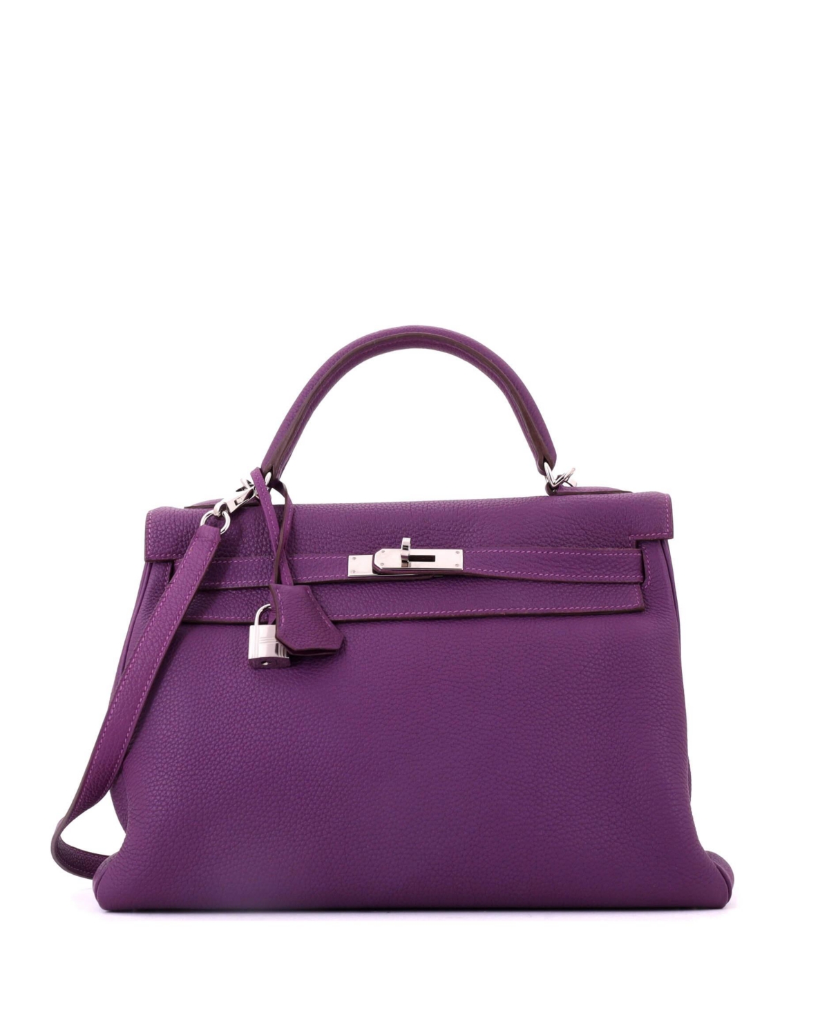 Click here for Pre-Owned Hermes Kelly 32 Handbag Purple Togo with... prices