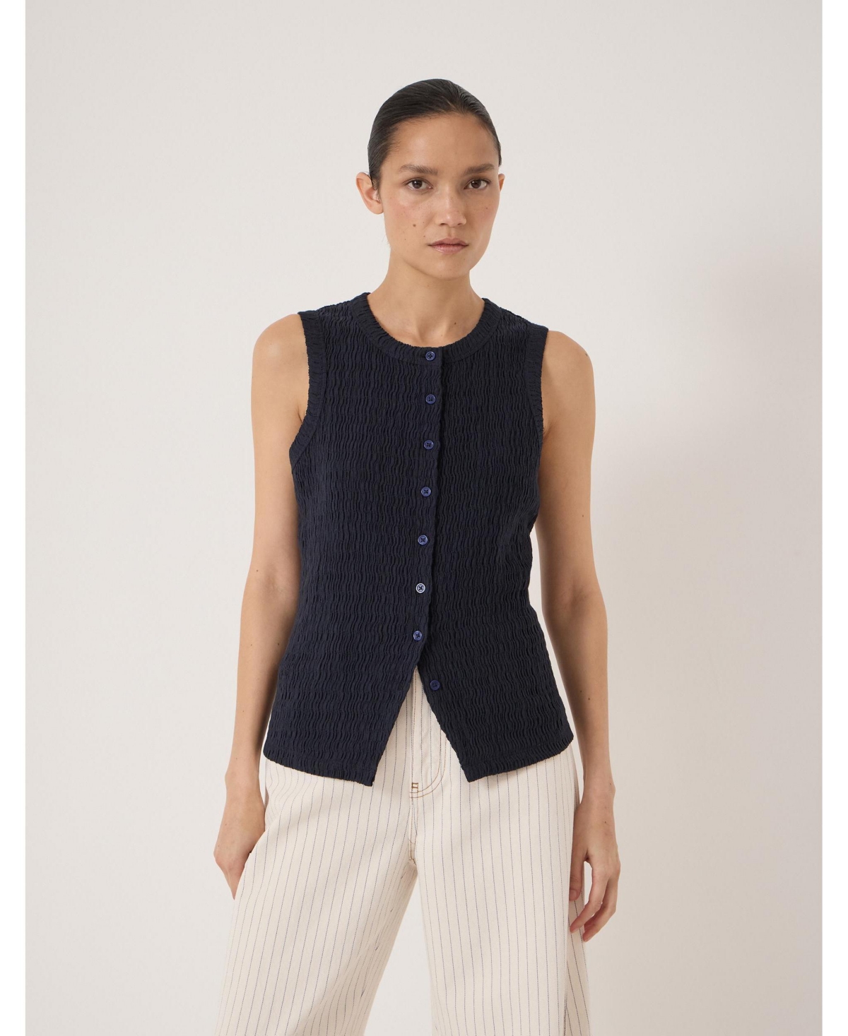 Click here for Hush Womens Textured Sleeveless Button Through Top... prices