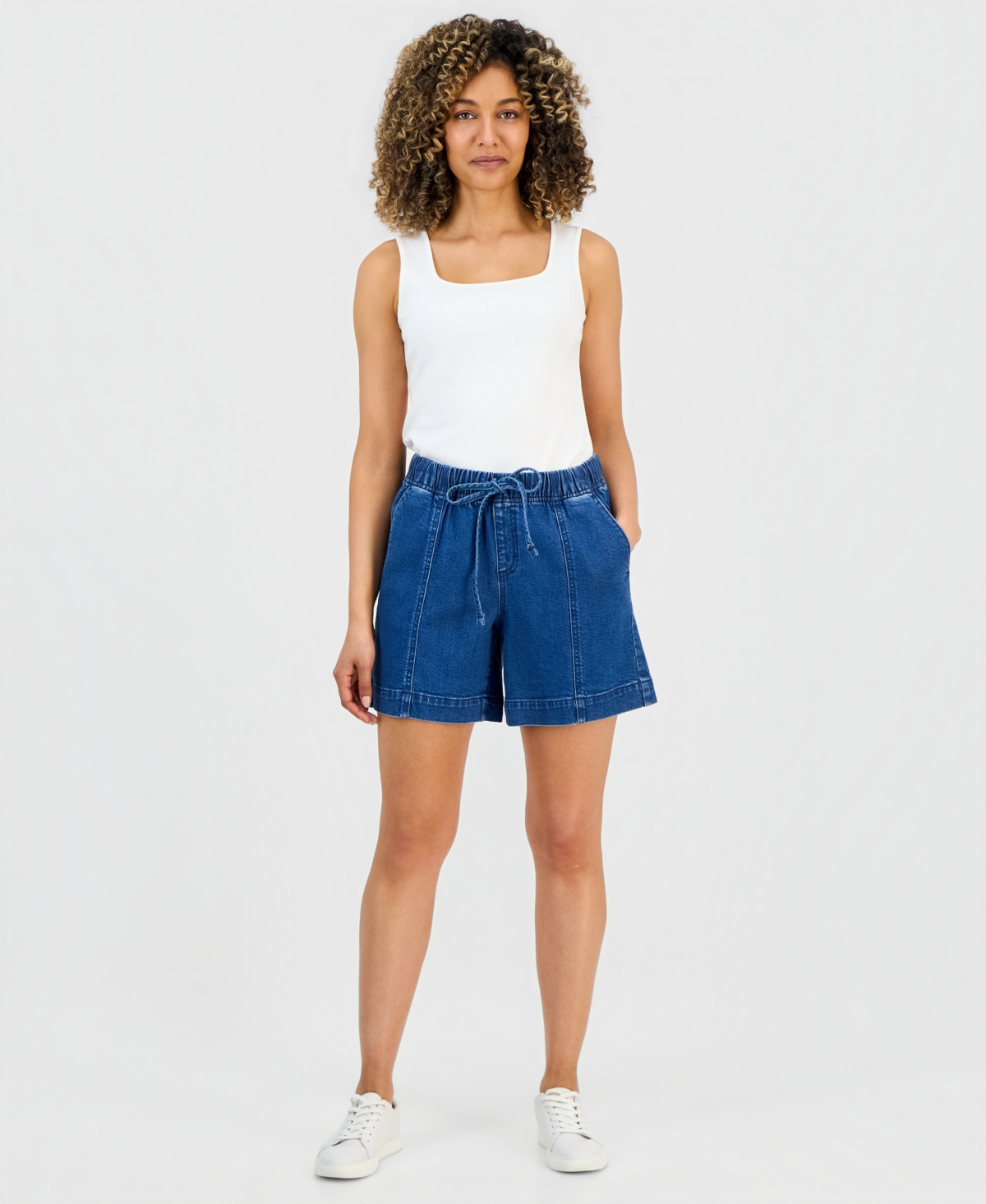Click here for Style & Co Petite Pull-On High-Rise Denim Shorts... prices