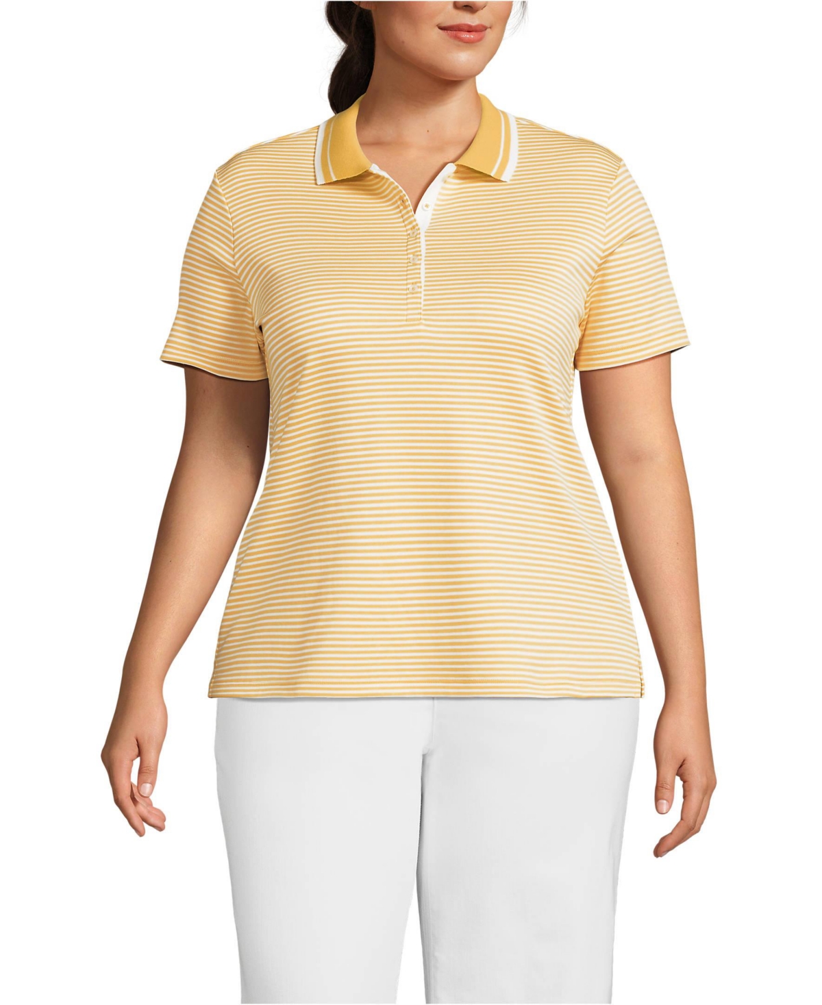 Click here for Lands End Plus Size Supima Cotton Polo Shirt - Gol... prices