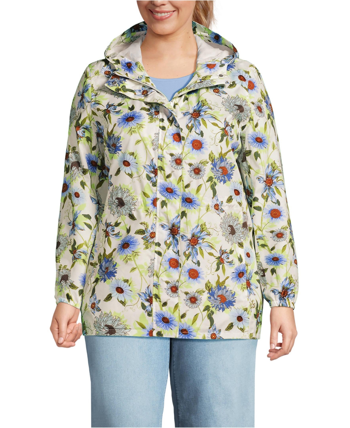 Click here for Lands End Plus Size Print Waterproof Hooded Packab... prices