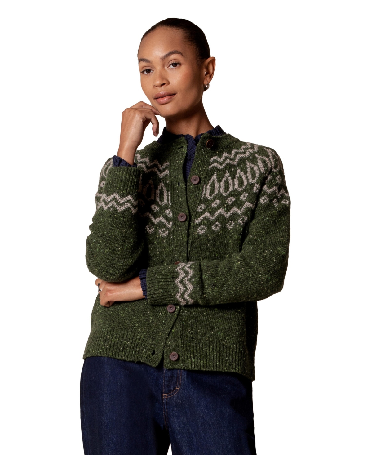 Click here for Celtic & Co. Womens Donegal Two Color Fair Isle Ca... prices