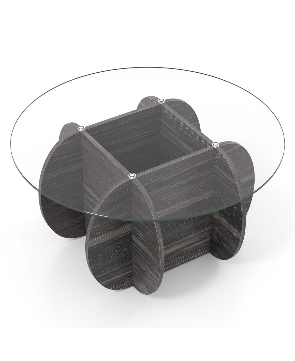 Click here for Slickblue Round Coffee Table Tempered Glass Wood B... prices