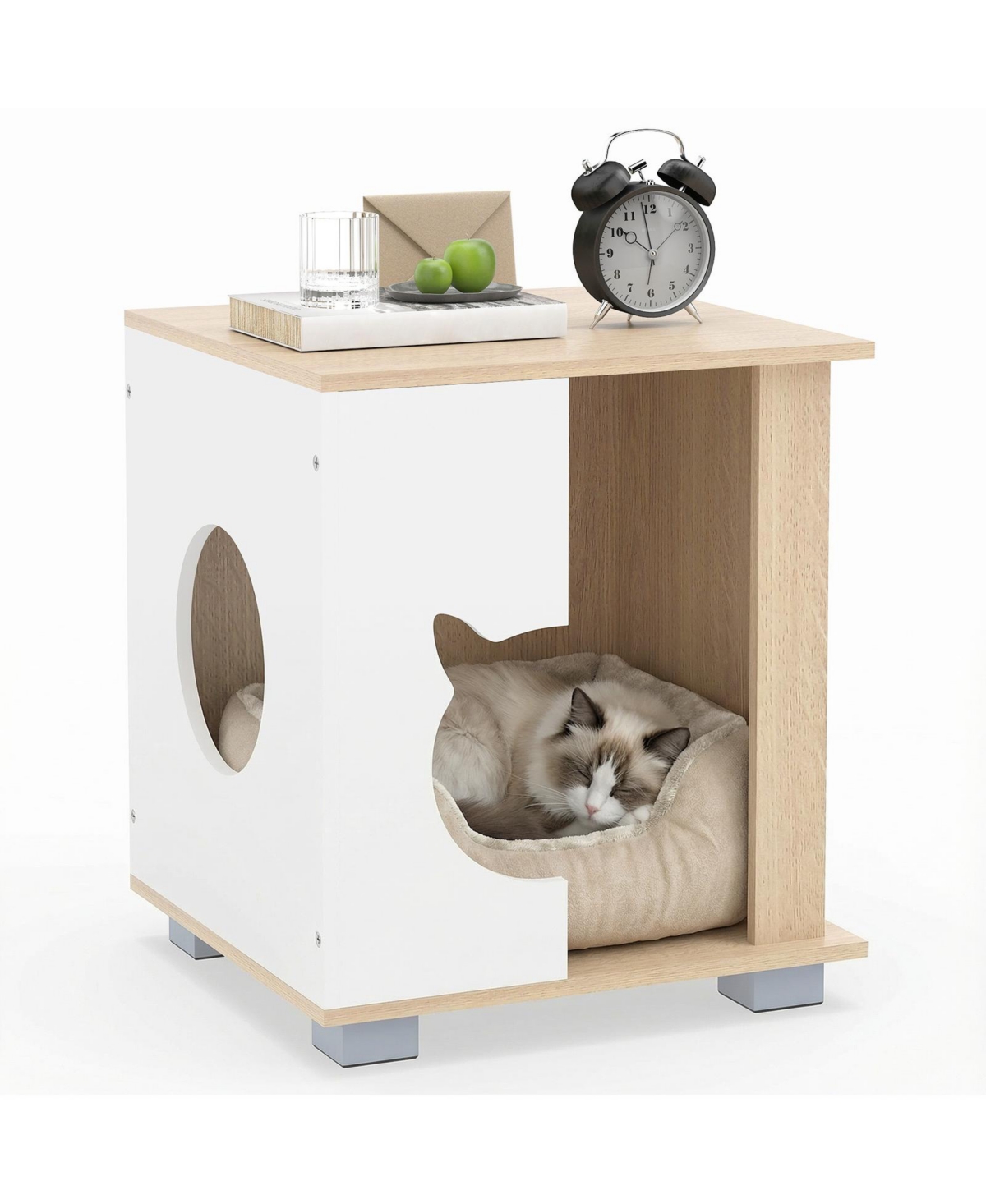 Click here for Gymax Cat Bed Side Table w/Head-shaped Entry and M... prices