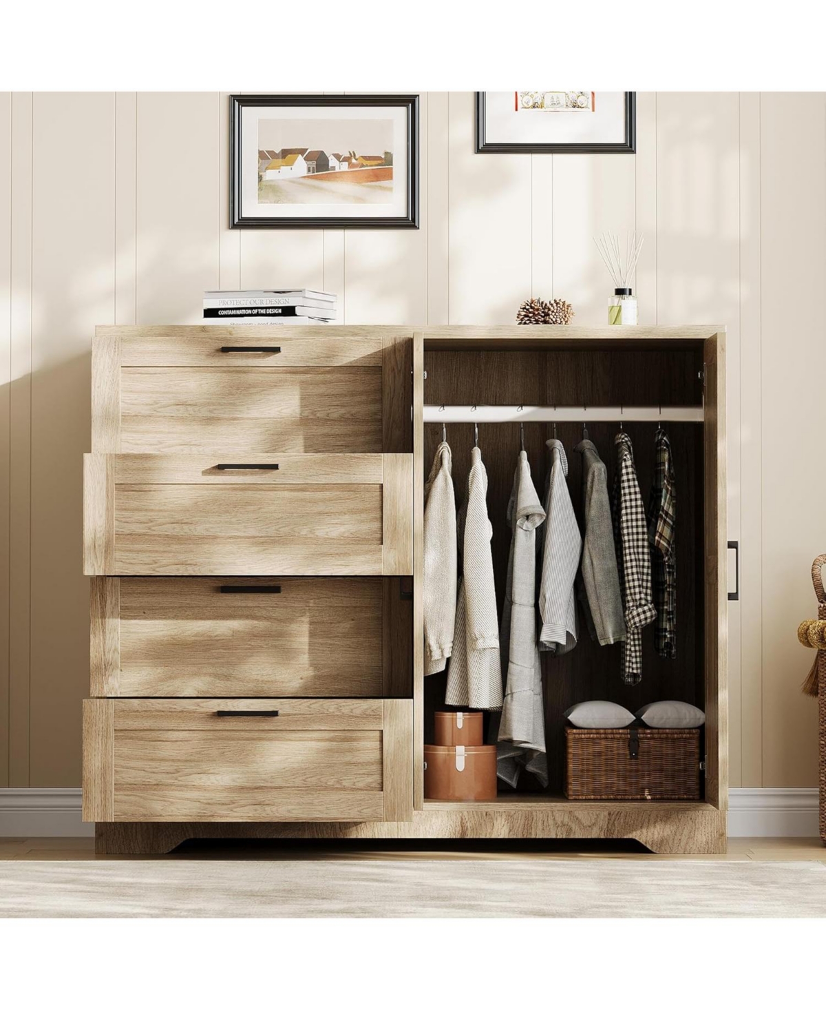 Click here for gaomon 43.3 H Armoire Wardrobe Closet with 4 Drawe... prices