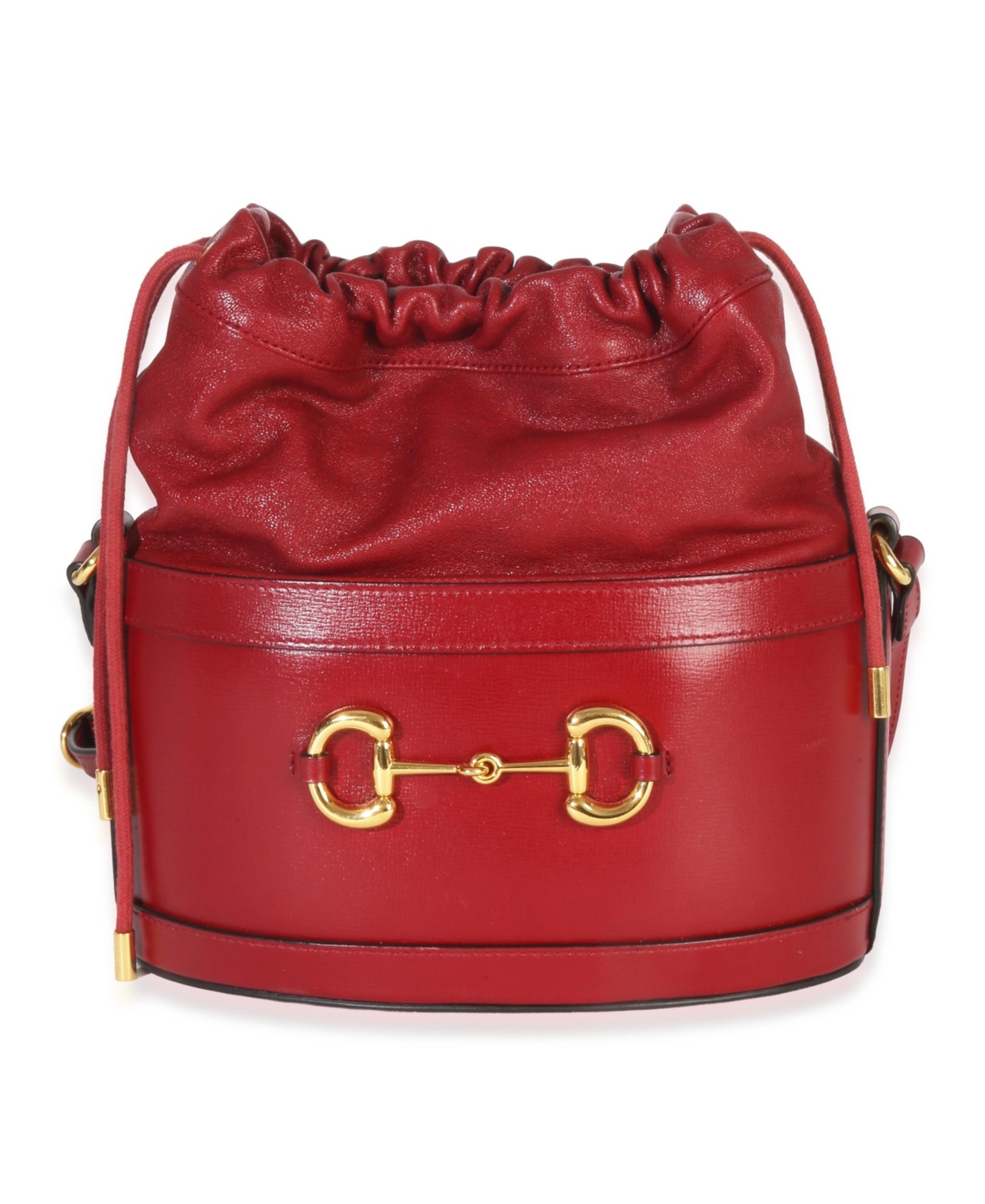 Click here for Pre-Owned Gucci Red Calfskin Horsebit 1955 Drawstr... prices