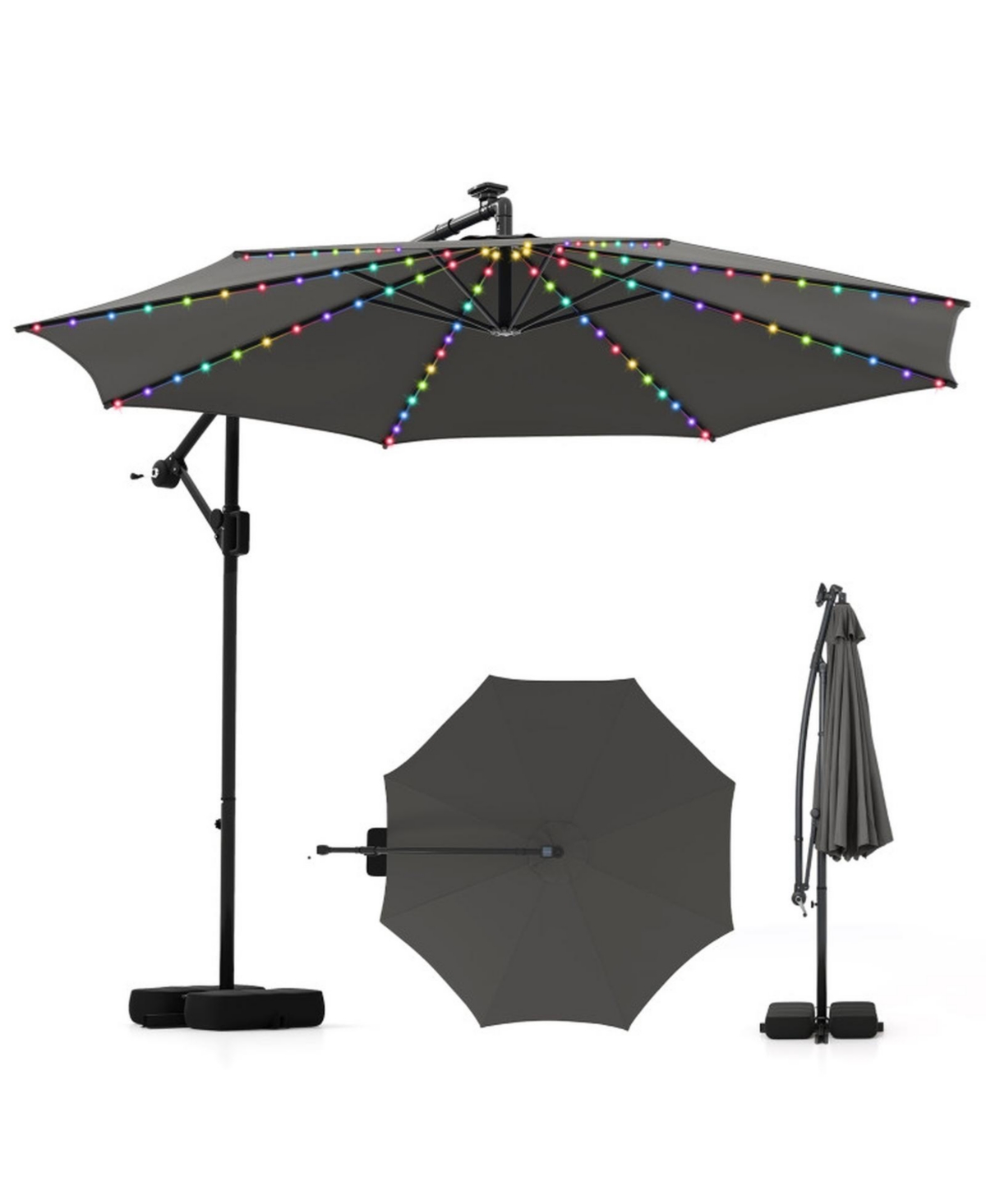 Click here for Gouun 10 ft Solar Offset Umbrella with 96 Led Ligh... prices