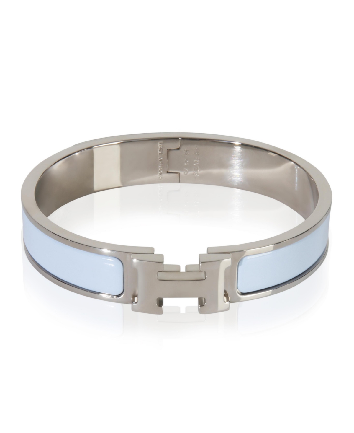 Click here for Pre-Owned HERMES Clic H In Bleu Ciel Bracelet - Pa... prices