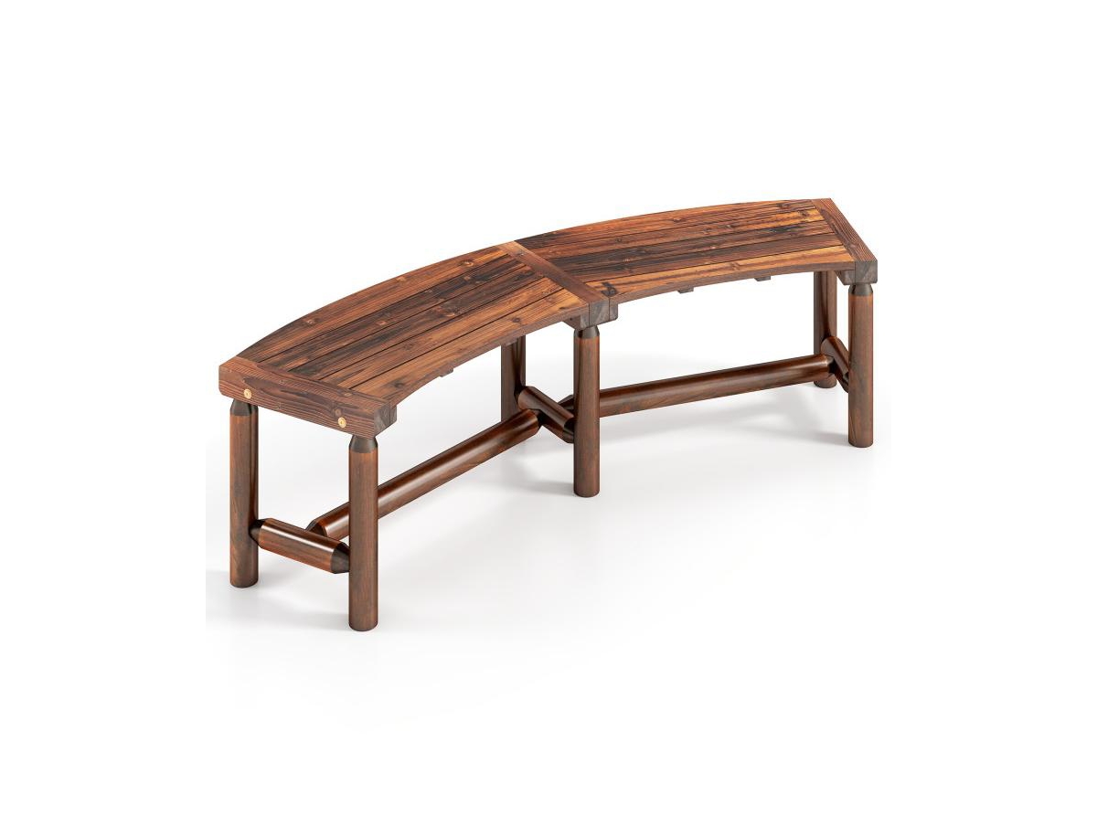 Click here for Slickblue Outdoor Curved Wood Bench Backless Fire... prices