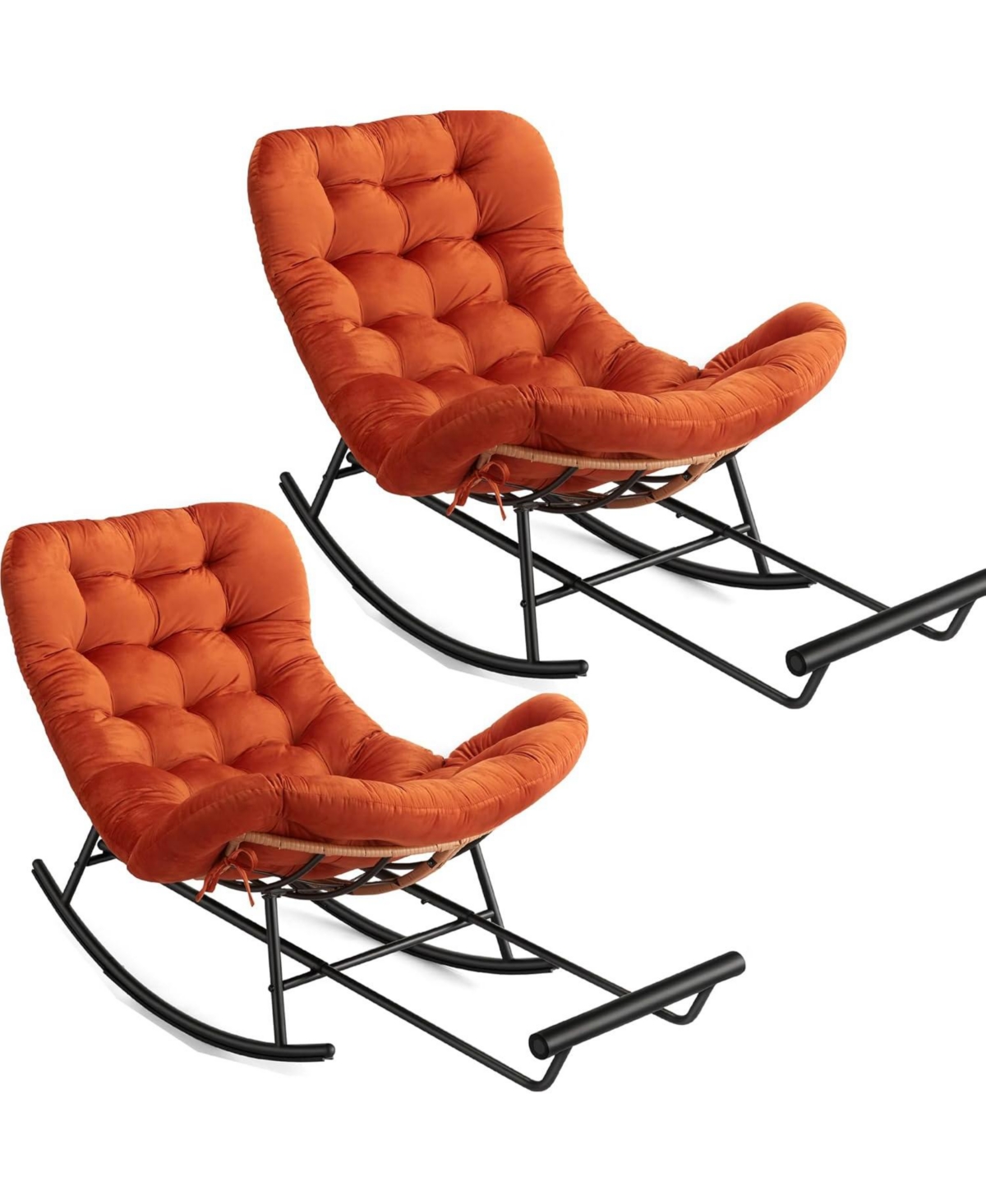 Click here for gaomon Set of 2 Papasan Rocking Chairs with Footre... prices