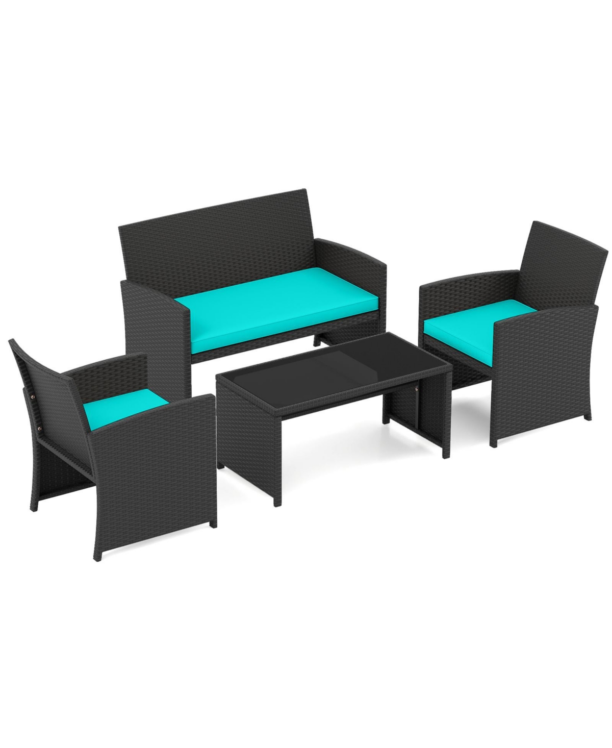 Click here for Sugift 4 Piece Patio Furniture Set with Glass Tabl... prices