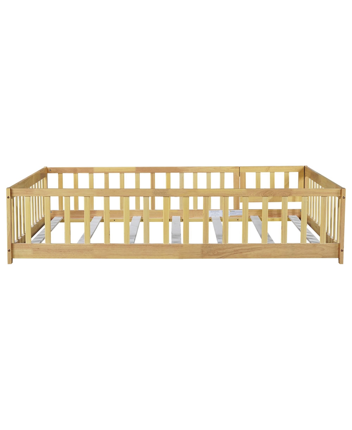Click here for Jujabu Full Size Rubber Wood Floor Bed with Fence... prices