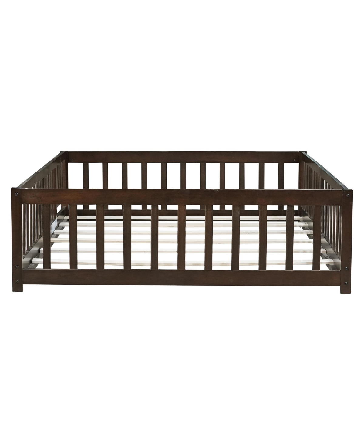 Click here for Jujabu Full Size Rubber Wood Floor Bed with Fence... prices