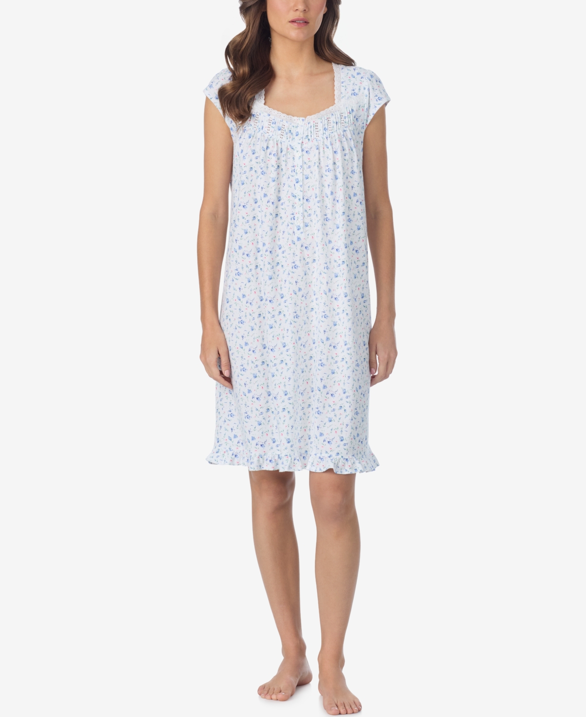 Click here for Eileen West Womens Floral Print Cap-Sleeve Short N... prices