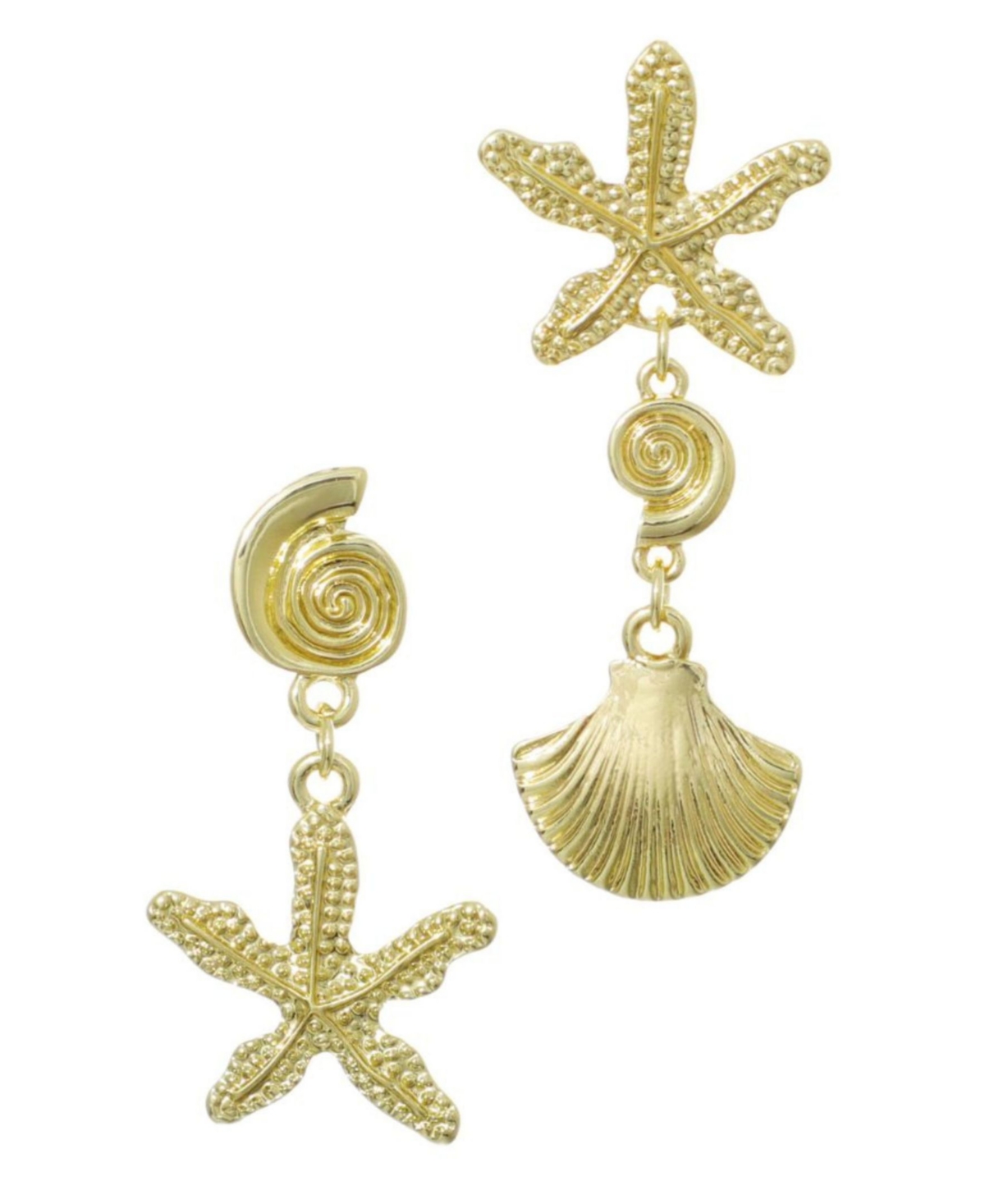 Click here for Adornia Gold Starfish and Shell Drop Earrings - Go... prices