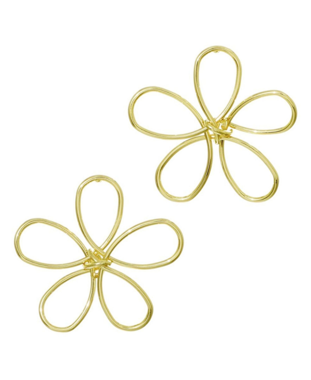 Click here for Adornia Gold Oversized Flower Outline Statement Ea... prices