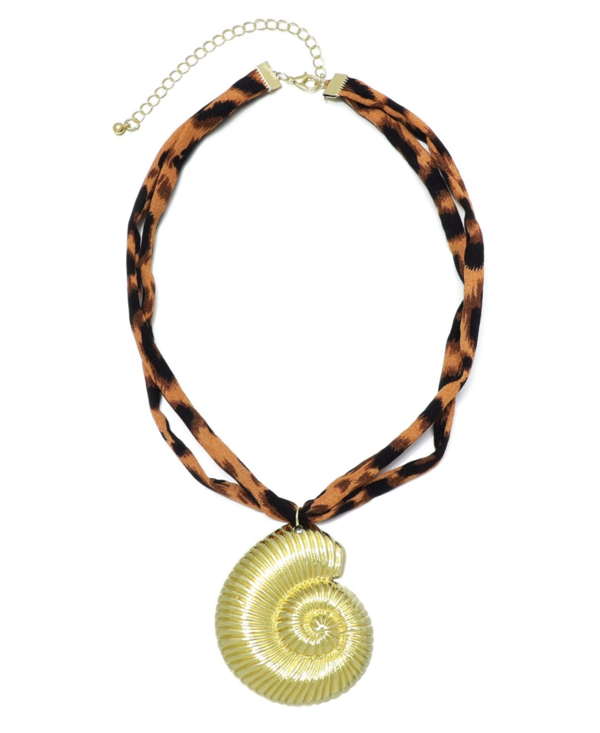 Click here for Adornia Gold Shell on Leopard Print Adjustable Nec... prices