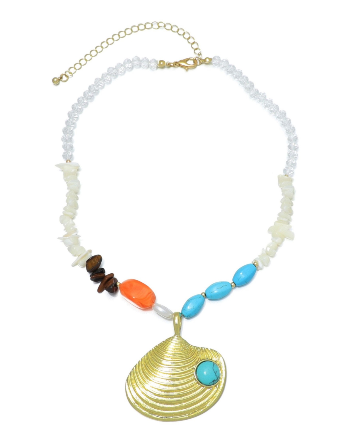 Click here for Adornia Gold Mixed Beaded Necklace Oversized Shell... prices