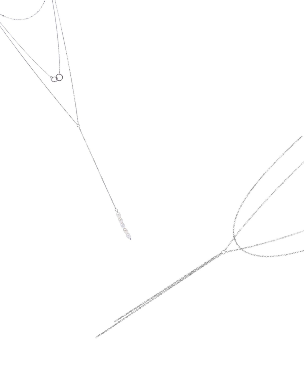 Click here for Adornia Silver 2-Piece Lariat Necklace Set - White prices