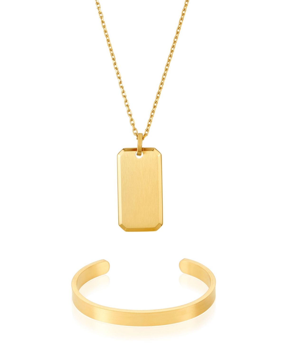 Click here for Adornia Mens Gold 2-Piece Dogtag Cuff Bracelet and... prices