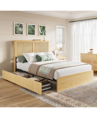 Click here for Gaomon Bohemian Platform Bed Frame With Rattan Sto... prices